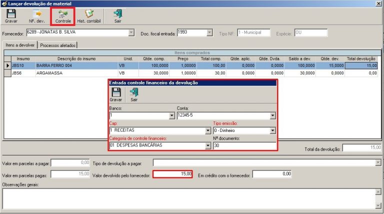 Como realizar a devolução de material de compra? - VirtUAU Globaltec