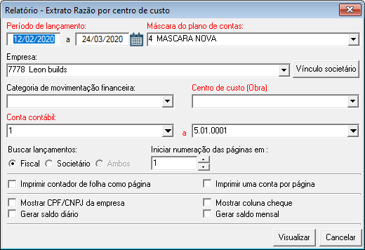 extrato razão por centro de custo – Globaltec