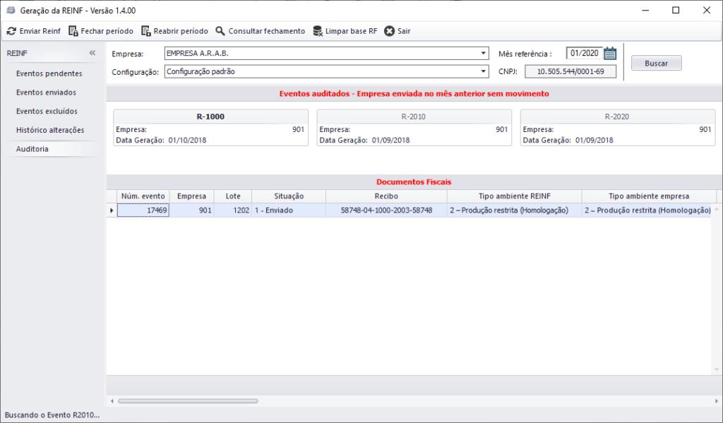 Geração de EFD-REINF - VirtUAU Globaltec